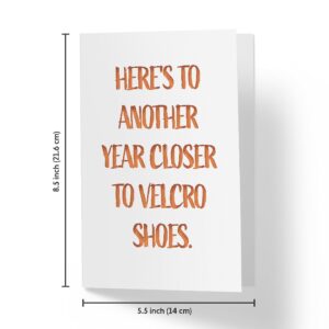 Karto Funny Birthday Card for Men Women, Large 5.5 x 8.5 Happy Birthday Card for Him Her, Birthday Card for Dad Mom Husband Wife, 50th 60th 70th 80th - Velcro Shoes