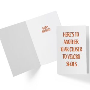 Karto Funny Birthday Card for Men Women, Large 5.5 x 8.5 Happy Birthday Card for Him Her, Birthday Card for Dad Mom Husband Wife, 50th 60th 70th 80th - Velcro Shoes