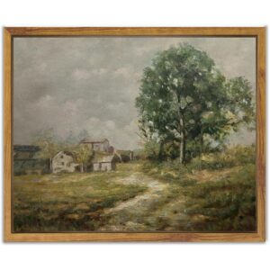 shenify vintage landscape framed canvas wall art country road classic painting modern farmhouse kitchen office decor - 8x10in natural framed