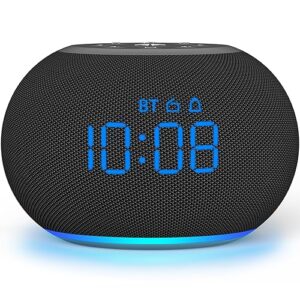 reacher digital alarm clock bluetooth speaker with fm radio, auto-dimmable, 7 wake up sounds, gradient light, 30-level volume, memory function, bedroom/office clock radio for kids adults seniors