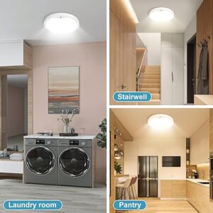 Hard-Wired Motion Sensor Ceiling Lights, 9in 20W Flush Mount Motion LED Ceiling Lights, 3000K 4000K 6000K Indoor Ceiling Light for Closet Doorway Stairway Hallway, 2 Packs, Not Battery Operated