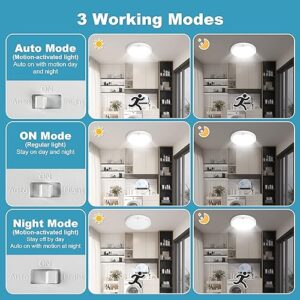 Hard-Wired Motion Sensor Ceiling Lights, 9in 20W Flush Mount Motion LED Ceiling Lights, 3000K 4000K 6000K Indoor Ceiling Light for Closet Doorway Stairway Hallway, 2 Packs, Not Battery Operated