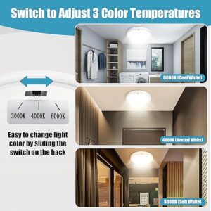 Hard-Wired Motion Sensor Ceiling Lights, 9in 20W Flush Mount Motion LED Ceiling Lights, 3000K 4000K 6000K Indoor Ceiling Light for Closet Doorway Stairway Hallway, 2 Packs, Not Battery Operated