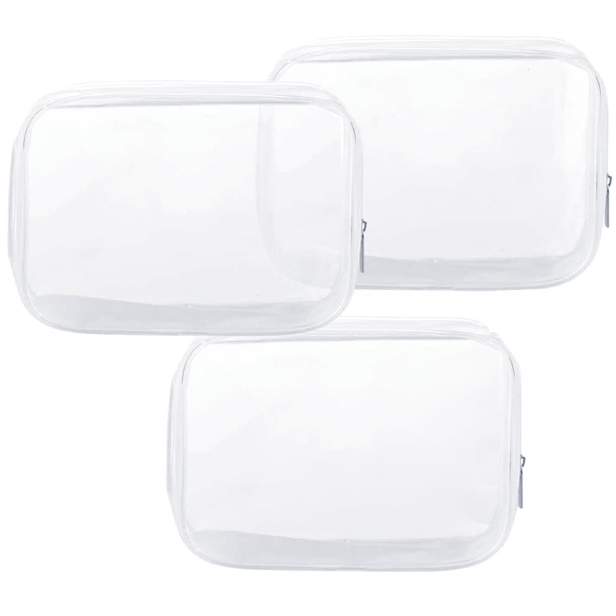 5 Pack Clear Plastic Zippered Toiletry Carry Pouch TSA Approved Toiletry Bag Portable Cosmetic Makeup Bag for Vacation, Bathroom and Organizing (White 3Pcs, Small)