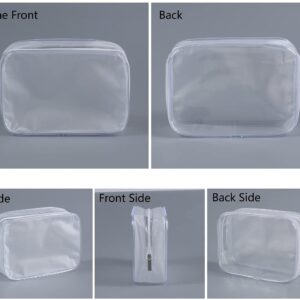 5 Pack Clear Plastic Zippered Toiletry Carry Pouch TSA Approved Toiletry Bag Portable Cosmetic Makeup Bag for Vacation, Bathroom and Organizing (White 3Pcs, Small)