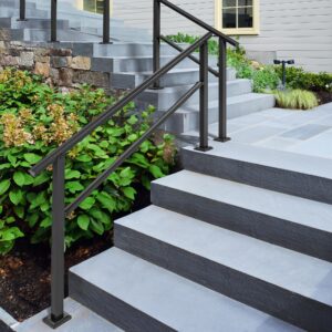 YITAHOME Handrails for Outdoor Steps, 5-6 Step Stair Railing Outdoor 63.4" Length Black, Porch Wrought Iron Railing Adjustable Angle Safety Handrails for Balconies, Parks, Residential Steps (1 Pack)