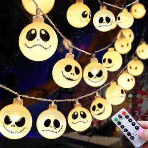 battery operated nightmare before halloween decorations string lights, 30 leds battery xmas lights for indoor outdoor decorations home,bedroom, balcony, patio, halloween, christmas party (8 modes)