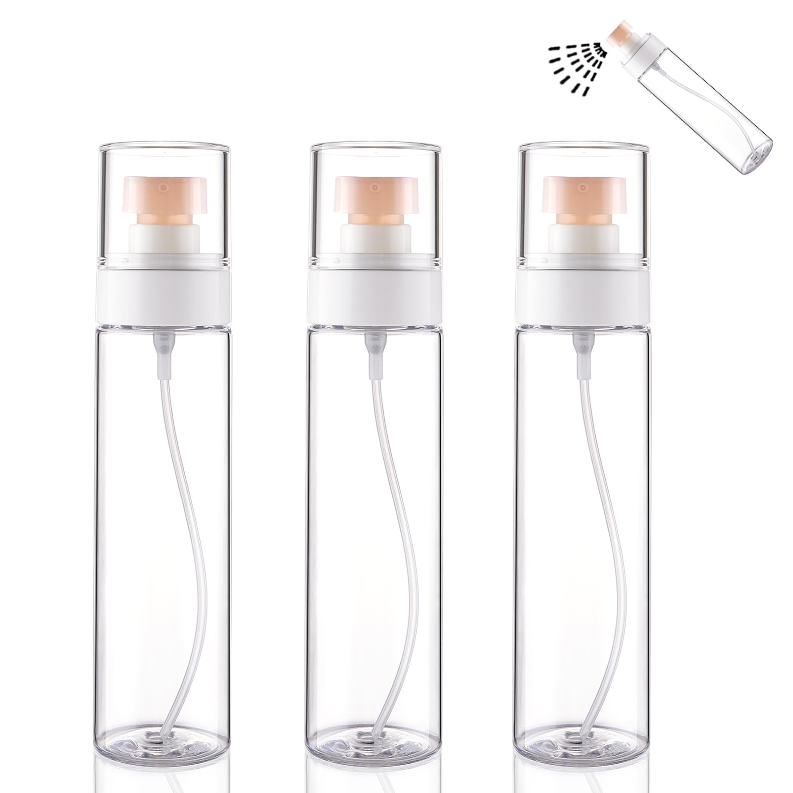 Cosywell Spray Bottle for Hair TSA Approved 3.4oz/100ml 3 Pack Leak Proof Travel Spray Bottles Refillable Plastic Travel Size Bottles for Perfume Skincare Toners Water Cosmetics (3Pink)