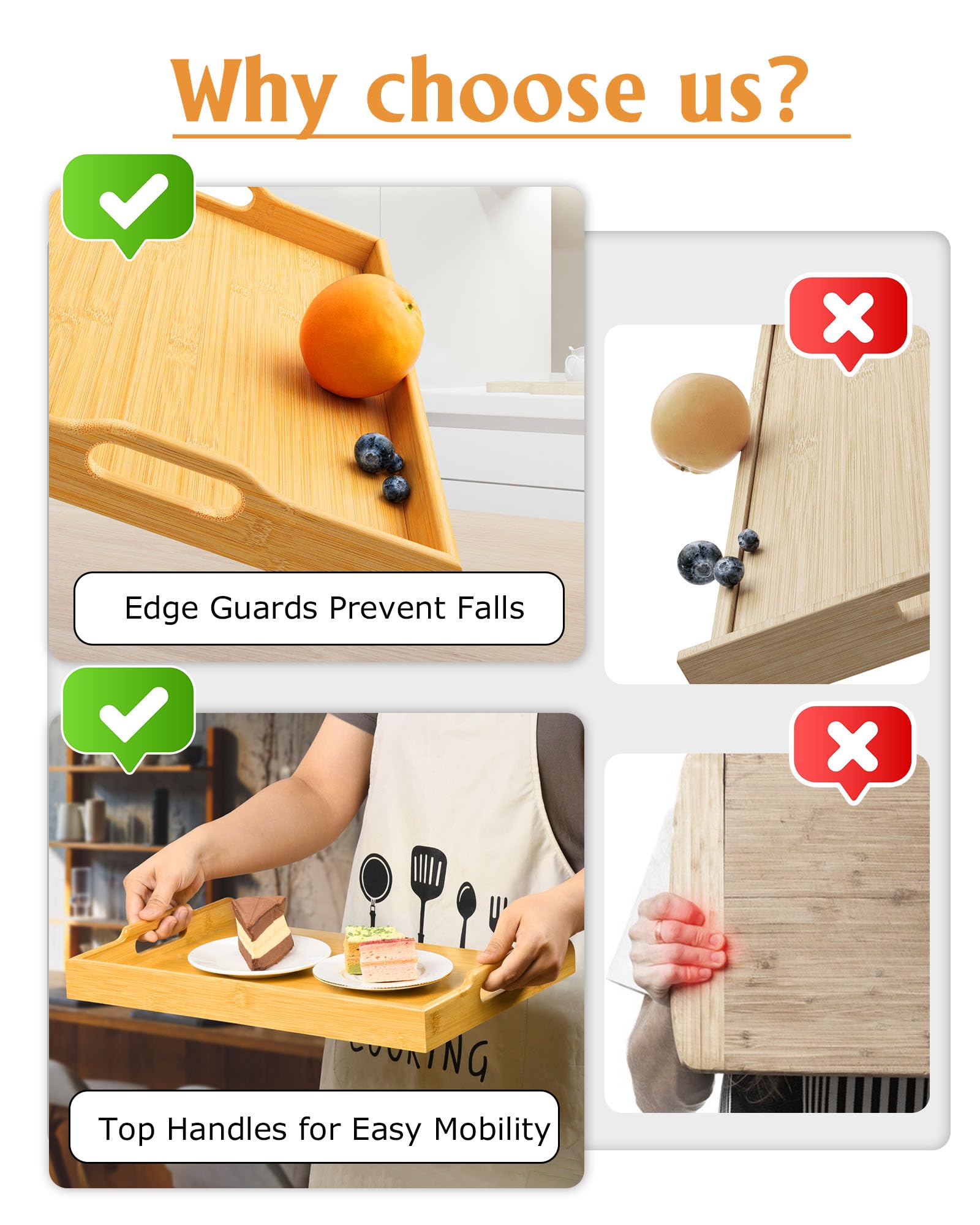 Bulado Bamboo Cutting Board, Compatible with Ninja Foodi SP101 SP201 SP301 Air Fryer, Heat Resistant Silicone Feet, for Countertop Convection Toaster Oven, Creates Storage Space, Protects Cabinets