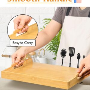 Bulado Bamboo Cutting Board, Compatible with Ninja Foodi SP101 SP201 SP301 Air Fryer, Heat Resistant Silicone Feet, for Countertop Convection Toaster Oven, Creates Storage Space, Protects Cabinets