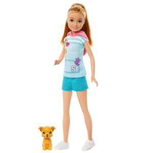 barbie stacie doll with pet dog, from and stacie to the rescue movie toys, blonde hair doll