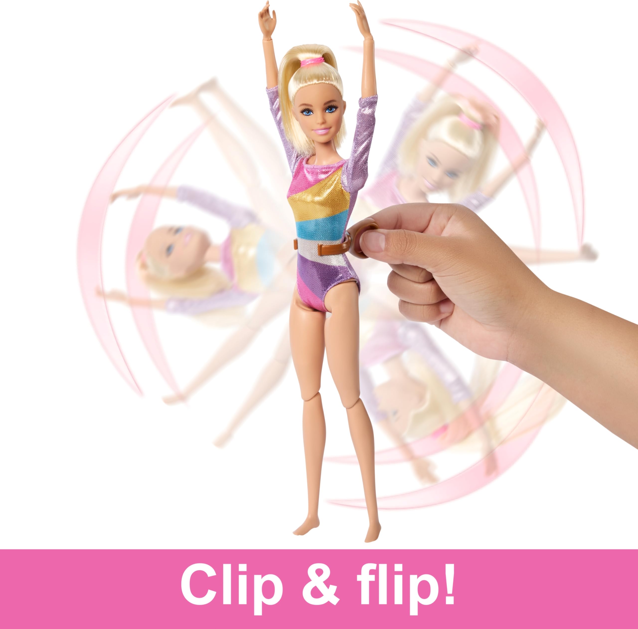 Barbie Careers Playset, Gymnastics Set with Blonde Gymnast Fashion Doll, C-Clip for Flipping Action, Balance Beam, Warm-Up Suit & Accessories