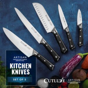 Cutluxe Kitchen Knife Set, 5 Pcs Chef's Knife Set – Razor Sharp German Steel, Full Tang, Ergonomic Handles – Artisan Series