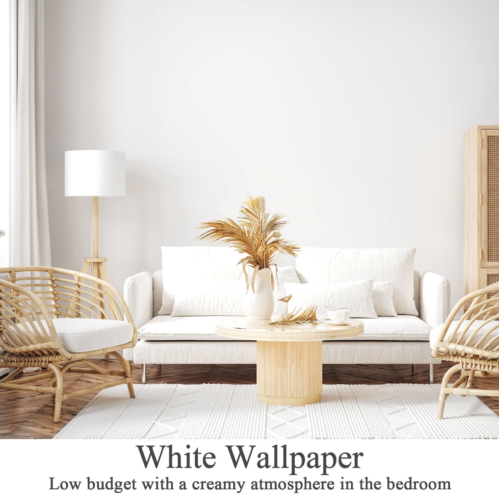 practicalWs White Wallpaper White Contact Paper for Waterproof, Renter Friendly Self Adhesivble Removable Vinyl Wall Paper, Peel and Stick Wallpaper for Furniture Countertops Cabinets Bathroom Decor