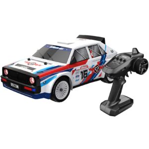 losbenco rc drift car 1/16 scale 30+mph remote control car, upgraded brush motor rc off-road car with 2 rechargeable batteries, 2 sets of tires, and light for 8-12 years old