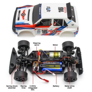 Losbenco RC Drift Car 1/16 Scale 30+MPH Remote Control Car, Upgraded Brush Motor RC Off-Road Car with 2 Rechargeable Batteries, 2 Sets of Tires, and Light for 8-12 Years Old