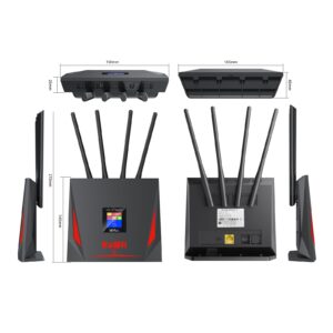 KuWFi 4G Router with sim card slot, 4g router unlocked equipped with 2GB Data Support 4G to WiFi/4G to wired Port forwarding High gain 4pcs external antennas for long range 4G signal