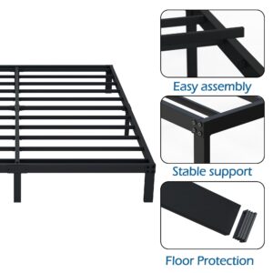 DiaOutro 9 Inch Full Size Bed Frame Heavy Duty Low Profile Metal Platform No Box Spring Needed Mattress Foundation, Easy to Assembly, Noise Free, Black