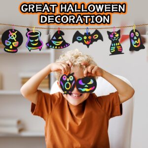 Halloween Scratch Paper Art for Kids - 48 Pcs DIY Rainbow Scratch Paper Off Cards Set for Kids Crafts Arts Supplies Class Birthday Holiday Party Activity Gift