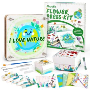 aboofx flower press kit for kids 4 layers 6 x 6 inch, recycle flower arts and crafts kits for flower pressing drying book, surprise for boys and girls