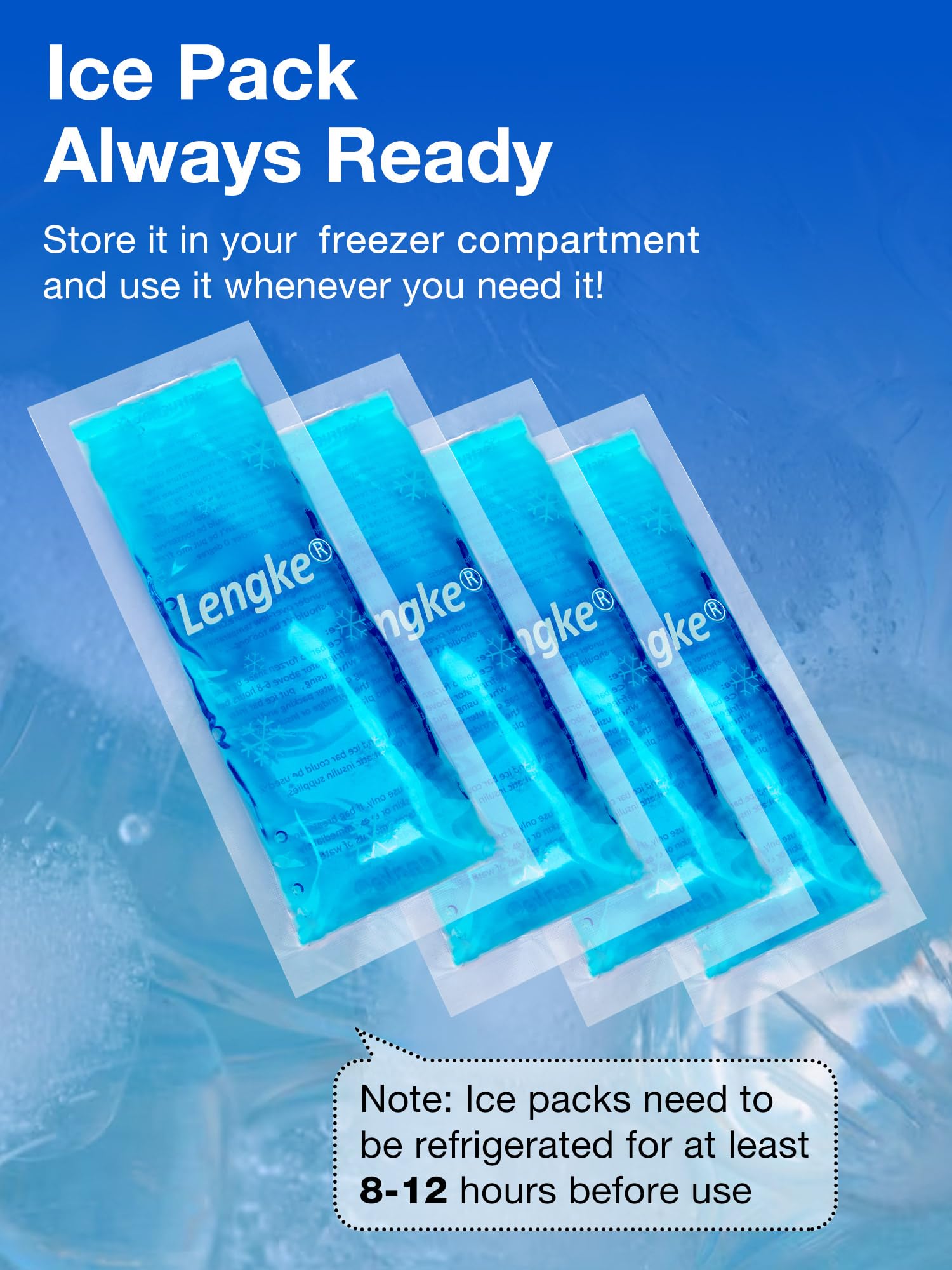 Leng Ke Ice Pack for Insulin Cooler Travel Case TSA Approved - Gel Ice Pack for Travel Medicine Organizer, Small Ice Packs for Diabetic Travel Case and Refrigerated Medicine Travel Case (4 Pack)