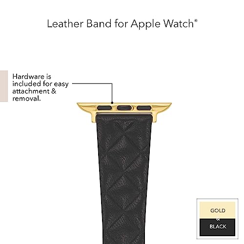 Anne Klein Quilt Patterned Leather Band for Apple Watch Secure, Adjustable, Apple Watch Band Replacement, Fits Most Wrists