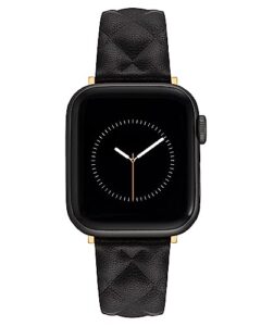 anne klein quilt patterned leather band for apple watch secure, adjustable, apple watch band replacement, fits most wrists