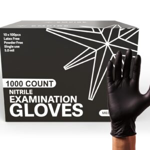 EMPIRE - Black Nitrile Exam Gloves Case - Premium - Non-Sterile - Powder Free - Single Use, Disposable - Latex Free - For Medical, Dental, Lab, Food Service, Home, Fentanyl Resistant, Small 1000 Count