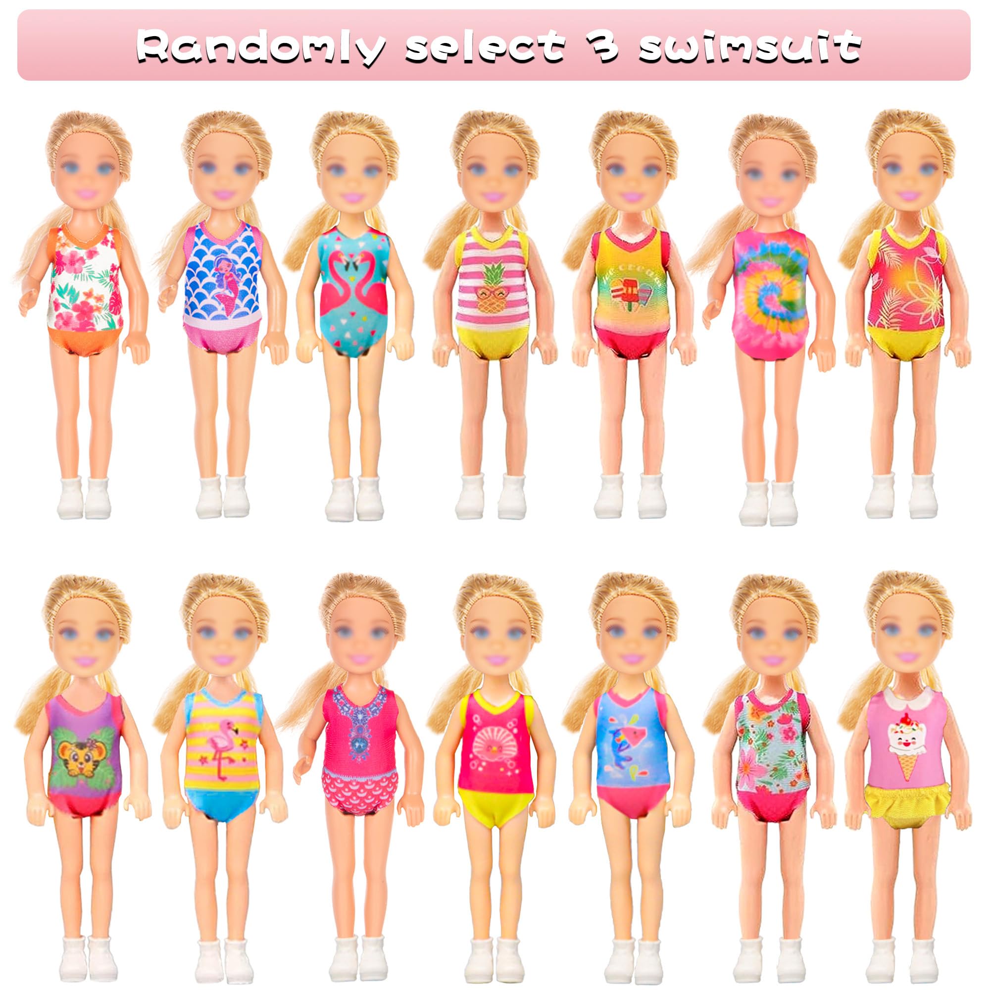 16pcs Doll Clothes and Accessories for 5.3 inch - 6 inch Dolls Include 3 Tops, 3 Pants for Boy Dolls and 5 Dresses, 3 Bikinis for Girl Dolls and 2 Pairs Shoes (No Doll)