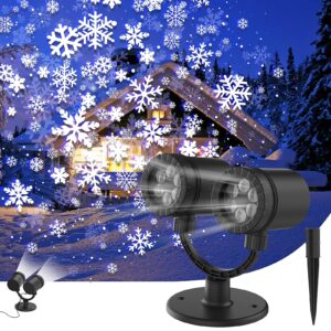 christmas led lighting projector - double head rotating snowflake waterproof indoor outdoor garden lights christmas decorations