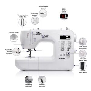 Portable Sewing Machine Computerized Embroidery Sewing Machine with 60 Unique Built-in Stitch and 8 Buttonhole