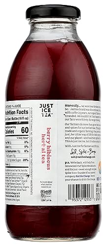 Eat The Change Just Ice Tea Organic Berry Hibiscus Herbal Tea, Caffeine Free, 16 Fluid Ounces (Pack Of 12)