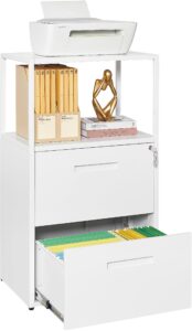 fesbos file cabinet with shelves & 2 lockable drawers - home office lockable lateral filing cabinet for hanging files letter/legal/f4/a4 size - assembly required