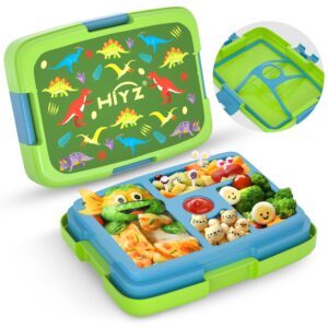 hiyz dinosaur bento box for kids, kids lunch box with 5-compartment, kids bento lunch box for ages 3-7, leak-proof, durable, lunch box containers for kid back to school meals, snack packing, travel