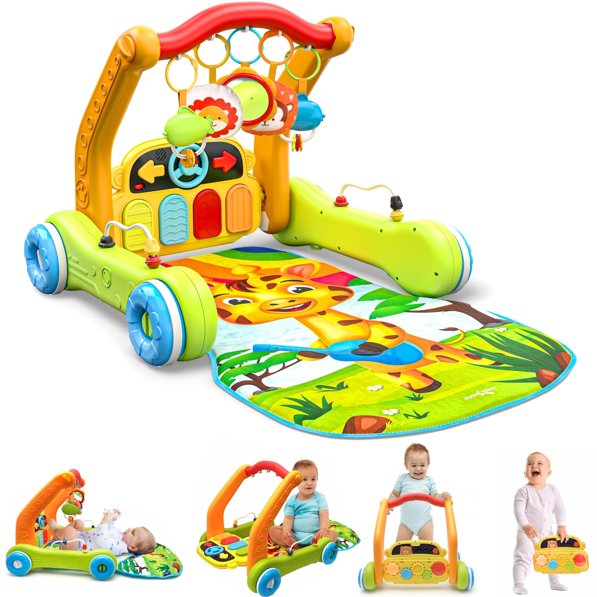 Move2Play, 4-in-1 Baby Play Mat & Activity Center Gym | Infant Toy for Tummy Time | 1 2 3 4 5 6+ Month Old Gift