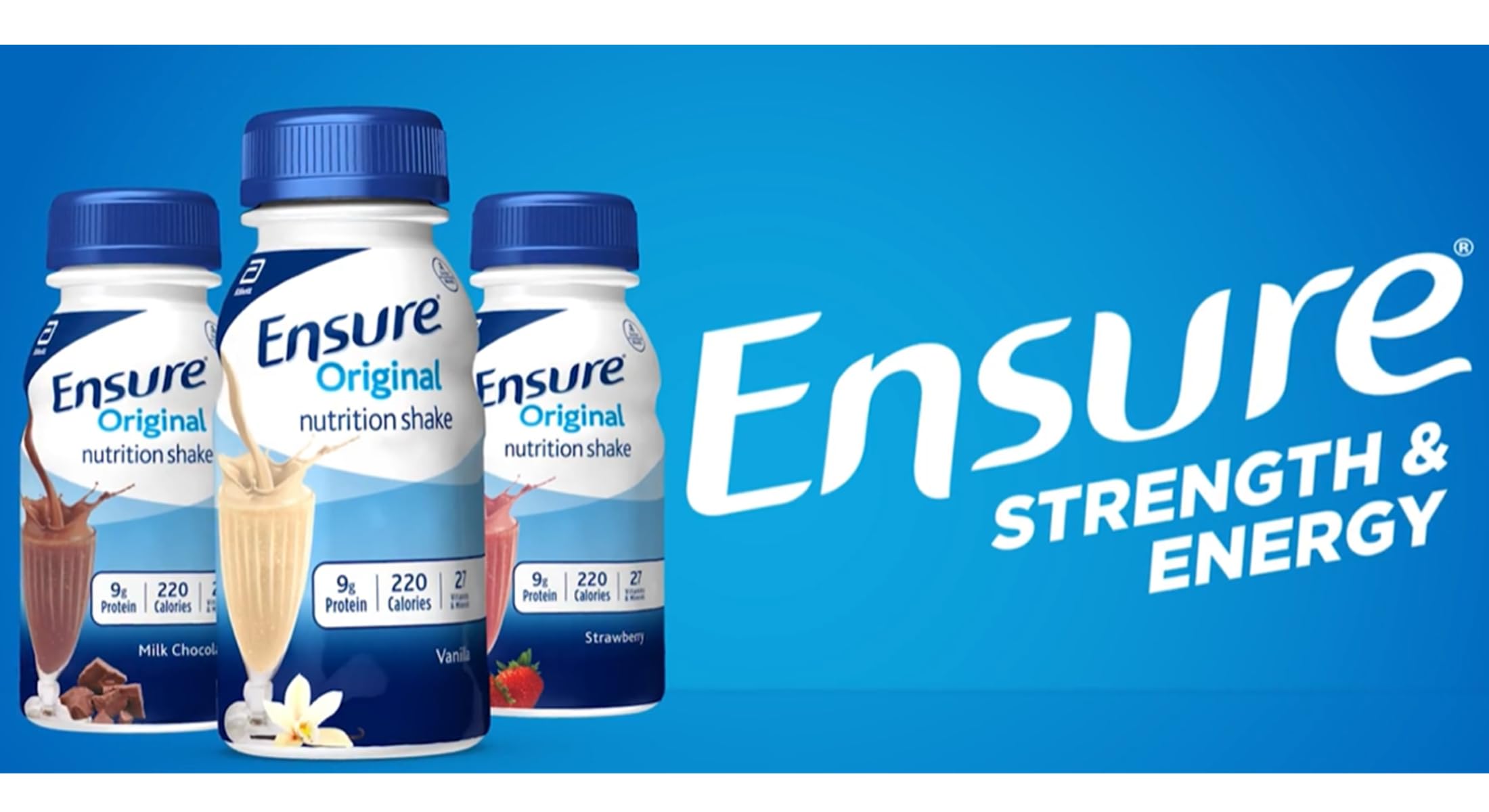 Ensure Original Milk Chocolate, Vanilla & Strawberry Flavors| Nutrition Shake With Fiber | Meal Replacement Shake to Boost Energy is Gluten Free | 8 Fl OZ Pack of 7 | Packaged with a Can of water to help keep you Stay Hydrated - Limited Edition