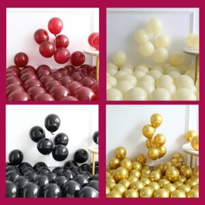 Enanal Burgundy Balloon Garland Arch Kit, 151pcs Burgundy Black Ivory and Chrome Gold Balloons for Graduation Birthday Party Bridal Shower Thanksgiving Anniversary Party Decoration (Burgundy)