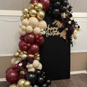 Enanal Burgundy Balloon Garland Arch Kit, 151pcs Burgundy Black Ivory and Chrome Gold Balloons for Graduation Birthday Party Bridal Shower Thanksgiving Anniversary Party Decoration (Burgundy)