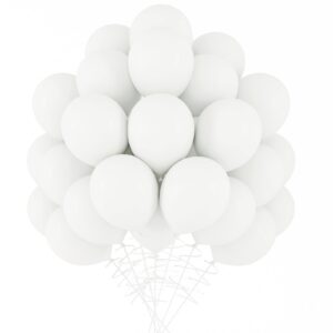 rubfac 70pcs white latex balloons, 10 inch helium party balloons, latex balloons for balloon garland arch as wedding, birthday, graduation, baby shower, bridal shower