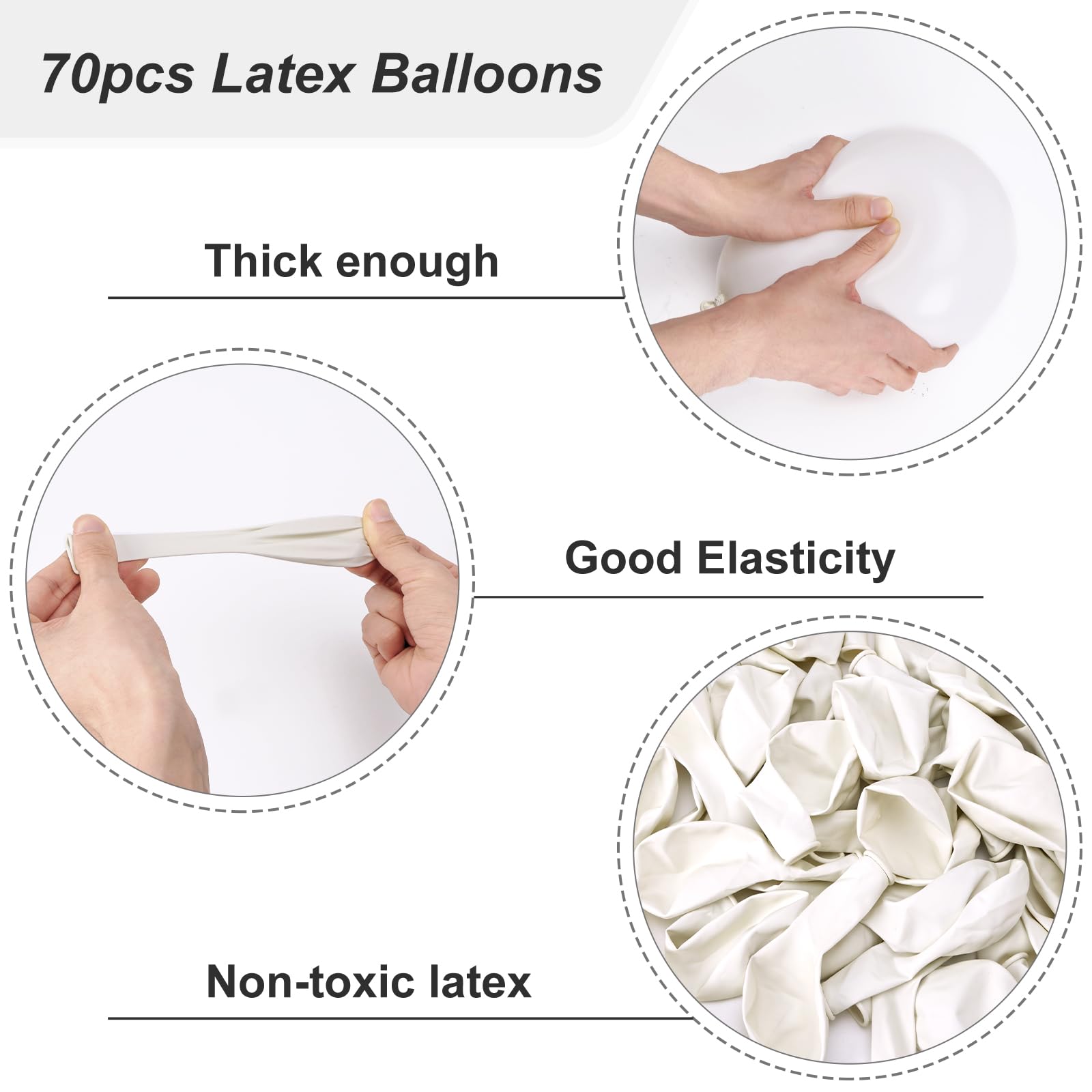 RUBFAC 70pcs White Latex Balloons, 10 Inch Helium Party Balloons, Latex Balloons for Balloon Garland Arch as Wedding, Birthday, Graduation, Baby Shower, Bridal Shower