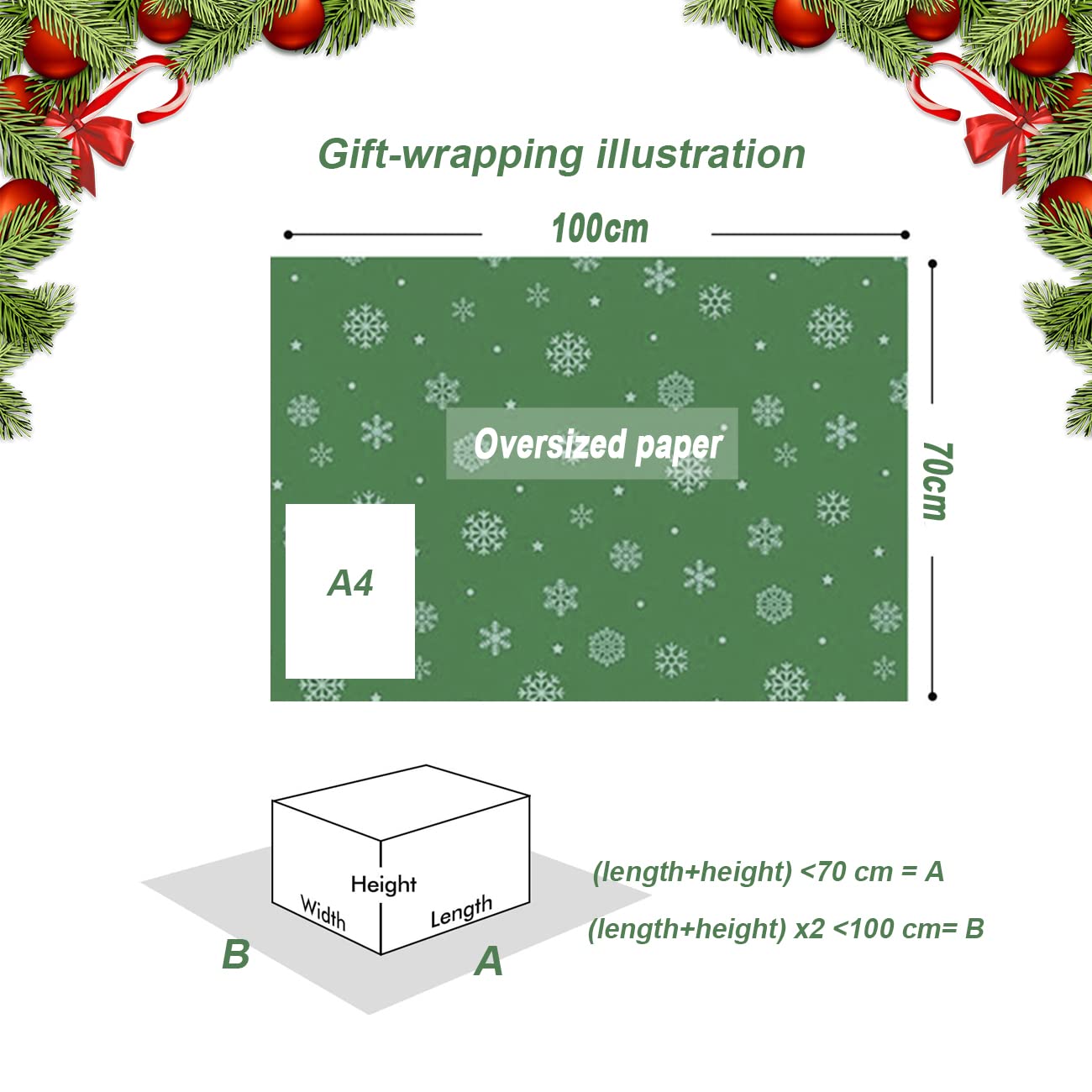 ZY-HUAN Christmas Wrapping Paper 70x50, 5pcs wrapping paper Sheets christmas With Ribbon, Xmas Wrapping Paper for Christmas Box Packaging