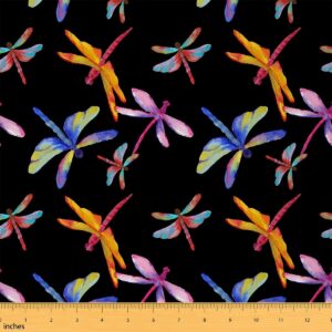 colorful dragonfly fabric rainbow wild animal paint print diy sewing craft hobby fabric by the yard rustic farmhouse decorative fabric for upholstery and home accents,1 yard