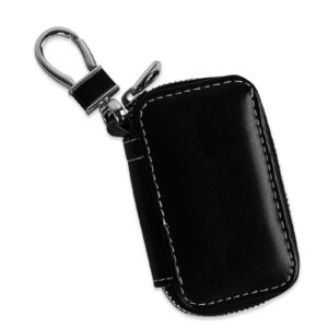 kupao universal car key fob case,genuine leather key fob cover holder,remote control smart key car keychain case holder (black)