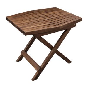 Melino Wooden Folding Table, Acacia Wooden Small Table for Indoor and Outdoor uses, Weather Resistant and Fully Assembled (Chestnut)