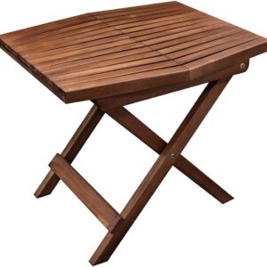 Melino Wooden Folding Table, Acacia Wooden Small Table for Indoor and Outdoor uses, Weather Resistant and Fully Assembled (Chestnut)