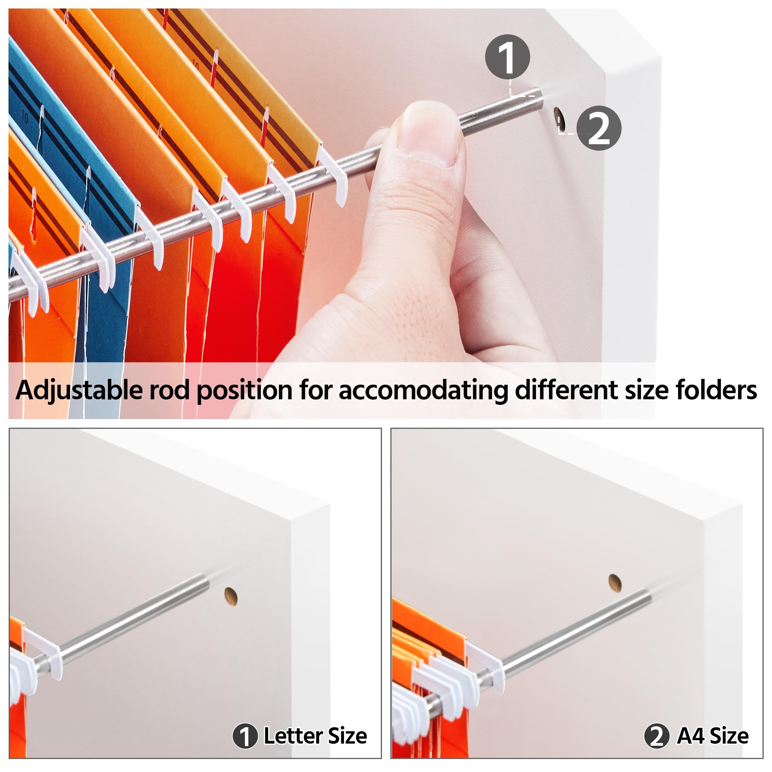 Yaheetech White File Cabinet Mobile Letter Size File Cabinet with 2 Drawers and 4 Open Storage Shelves Large Mobile Lateral Filing Cabinet Printer Stand for Home and Office