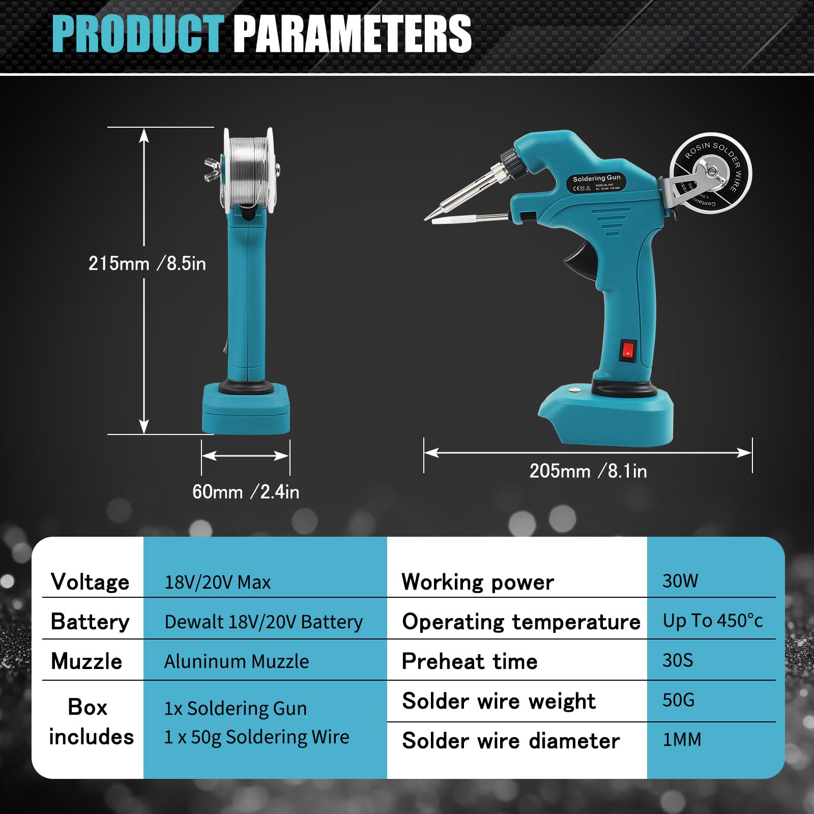 DTNESS 11Pcs Cordless Soldering Iron Kit for Makita 18V Battery, 30s Quick Preheat Soldering Gun with 50g 0.04'' Tind Wire and 5 Solder Tips, Automatic Feed Welding Tool for Circuit Board Repair