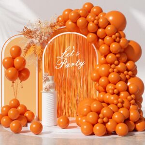 fotiomrg 130pcs orange balloon garland arch kit, 18 12 10 5 inch orange latex balloons different sizes pack for birthday wedding fall baby shower thanksgiving christmas halloween party decorations