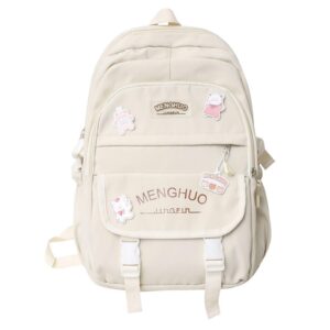 tenbip kawaii backpack cute backpack aesthetic backpack preppy backpack kawaii school supplies with bear accessories (white)…