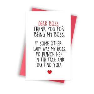 huameigf happy boss’s day card for boss lady, cute card gifts for boss lady, funny boss birthday card from employee, dear boss lady gifts for women her